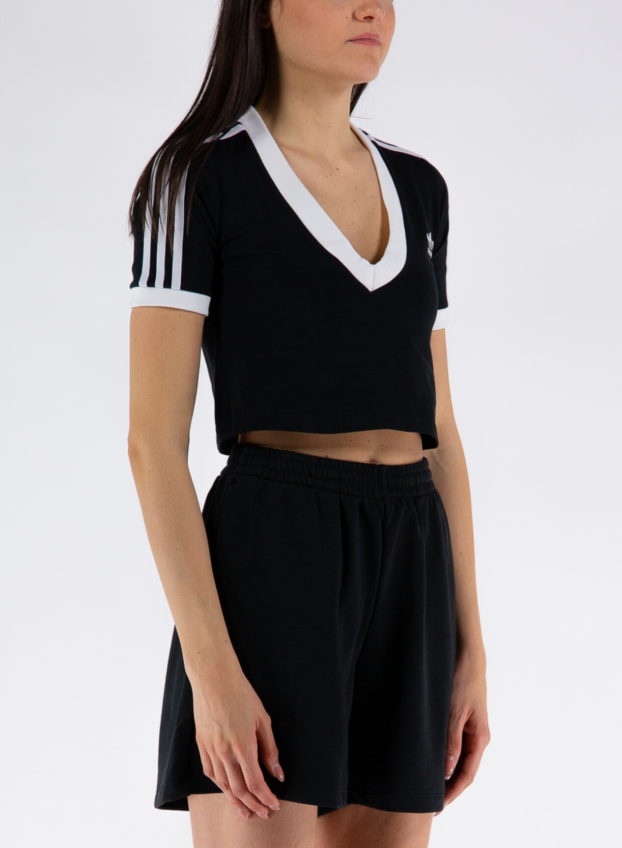 Adidas T Shirt Adicolor Classics Cropped Bianco Nero Donna Susi